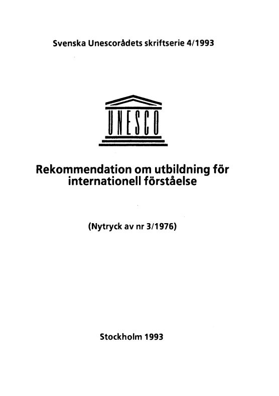 Rekommendation om undervisning för internationell förståelse « Svenska ...